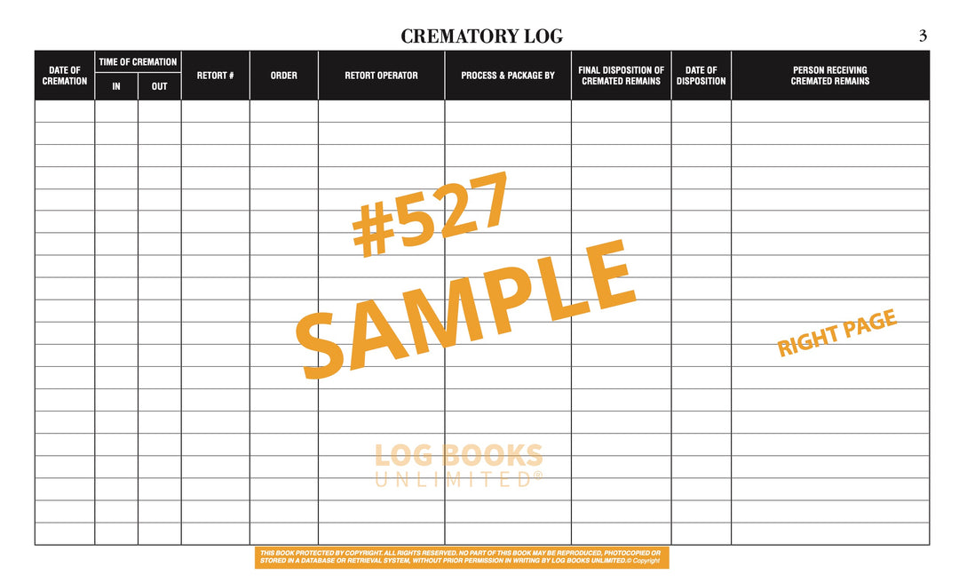 Crematory Log Book #527 – Log Books Unlimited