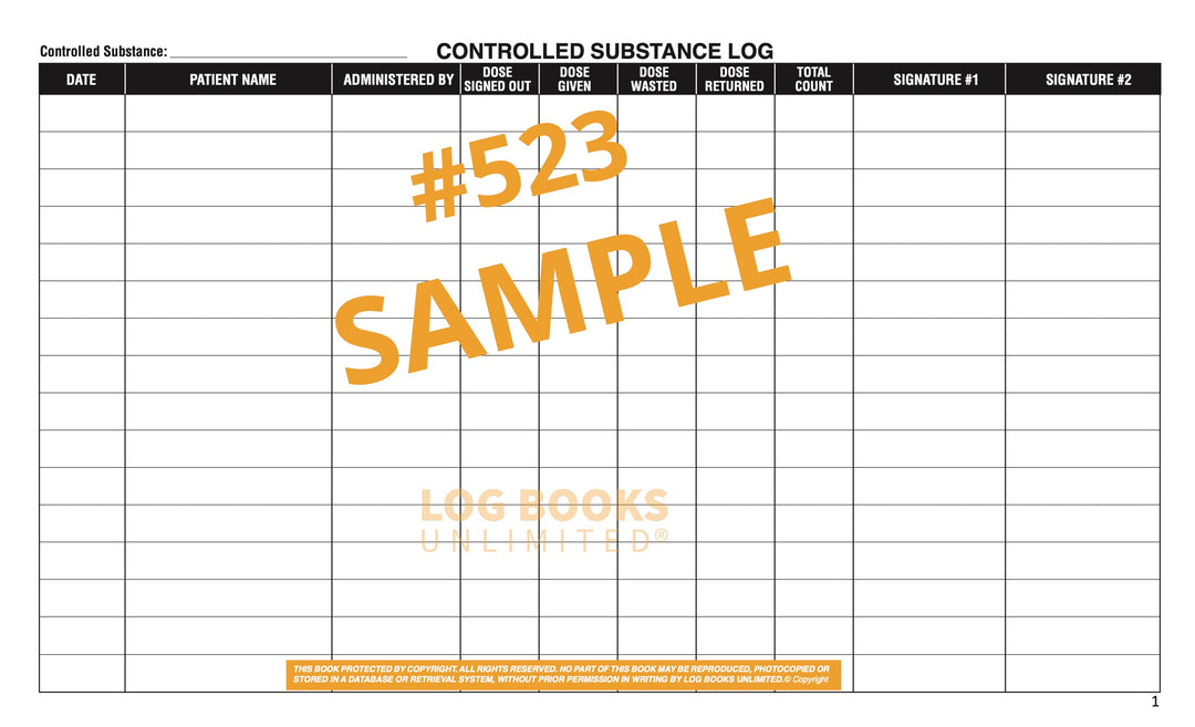 Controlled Substance Laboratory Log Book #523 – Log Books Unlimited