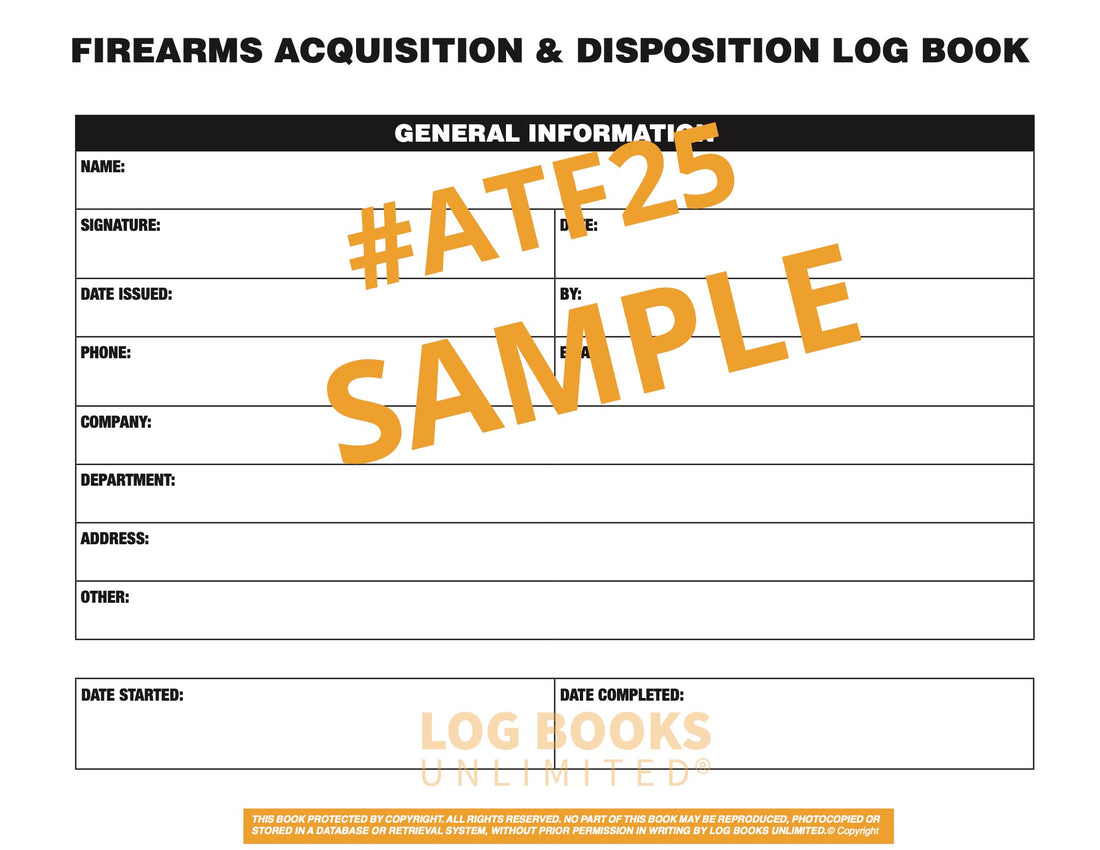 Gun / Firearm Log Books – Log Books Unlimited