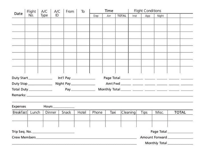 Pocket Sized Flight Crew Log Book #SP-FC – Log Books Unlimited