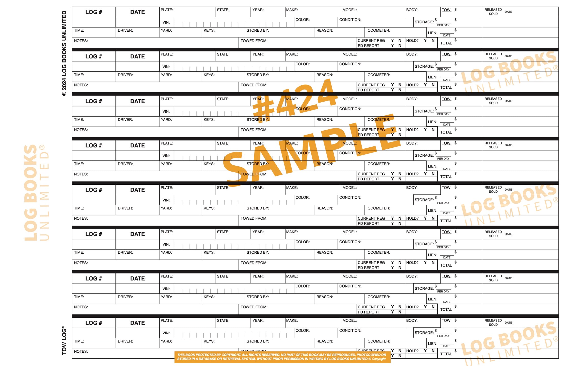 Tow Log® #424 – Log Books Unlimited