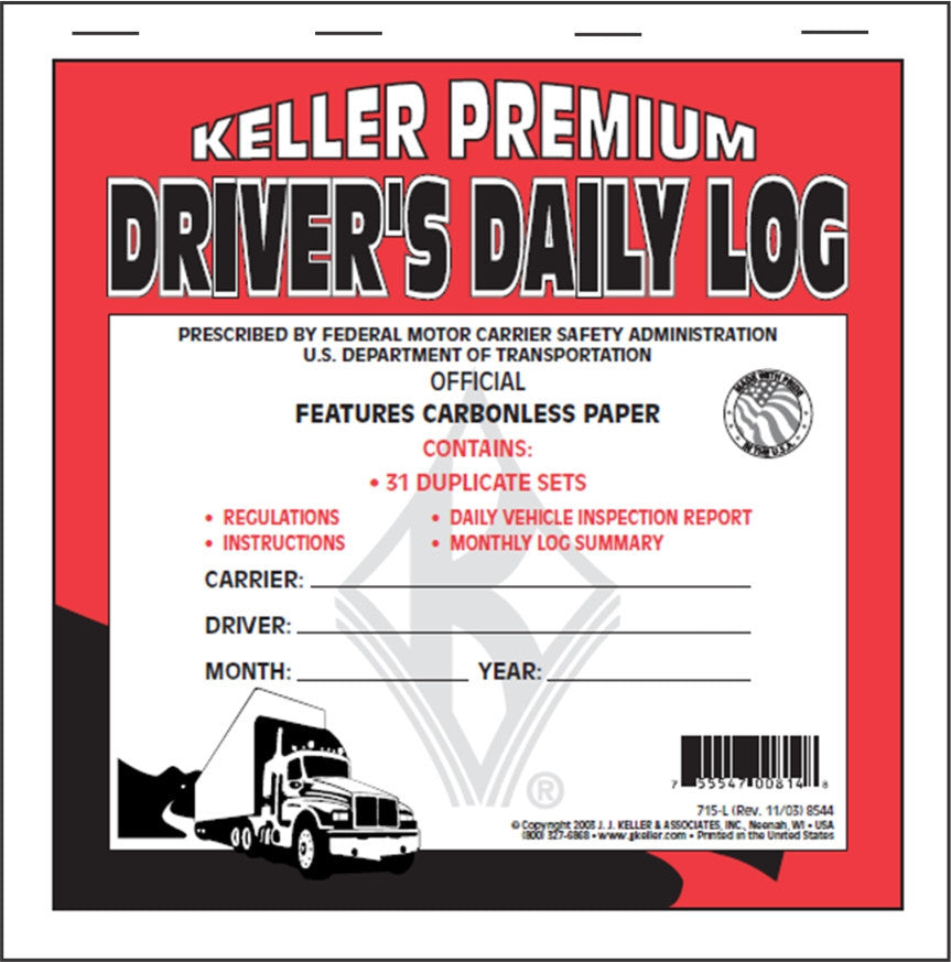 Driver's Daily Log Book (Simplified DVIR, No Recap - Carbonless) #8544 ...
