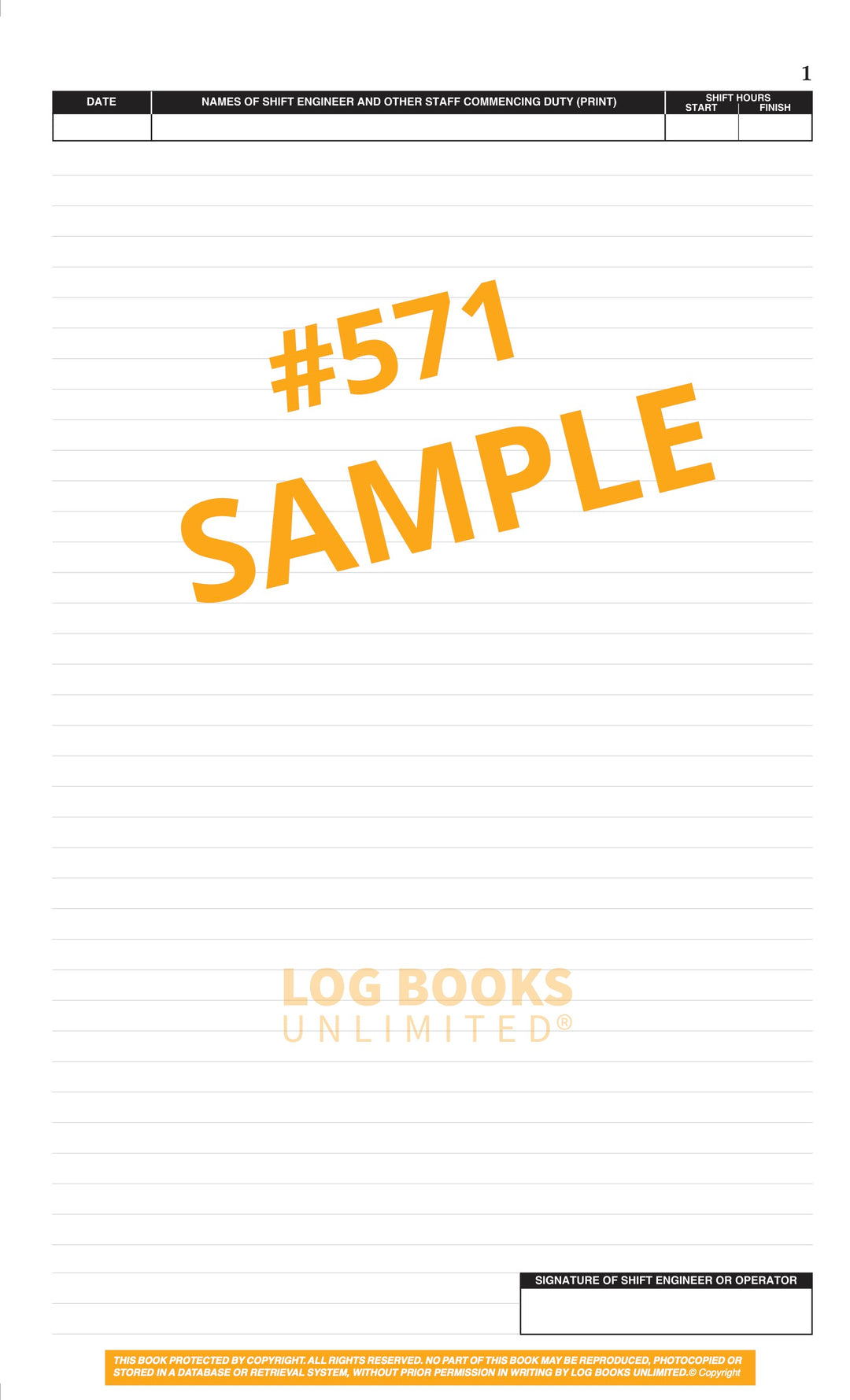 Engineers (1 Shift per page) Log Book #571 – Log Books Unlimited