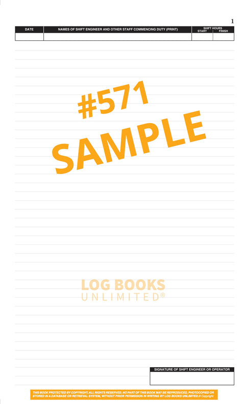 Engineers (1 Shift per page) Log Book #571 – Log Books Unlimited