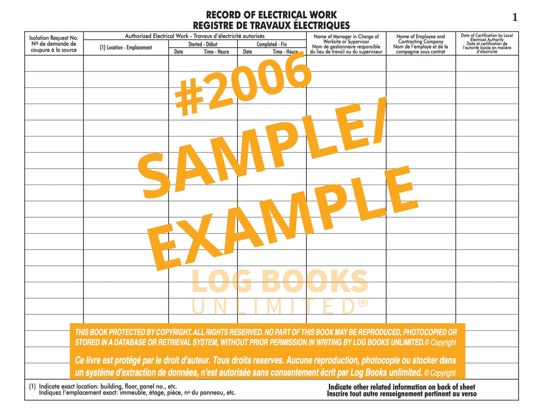 Electrical Work Log Book – Log Books Unlimited