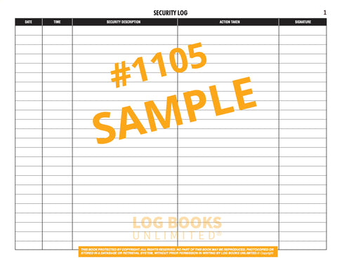 Security Log Book #1105 – Log Books Unlimited