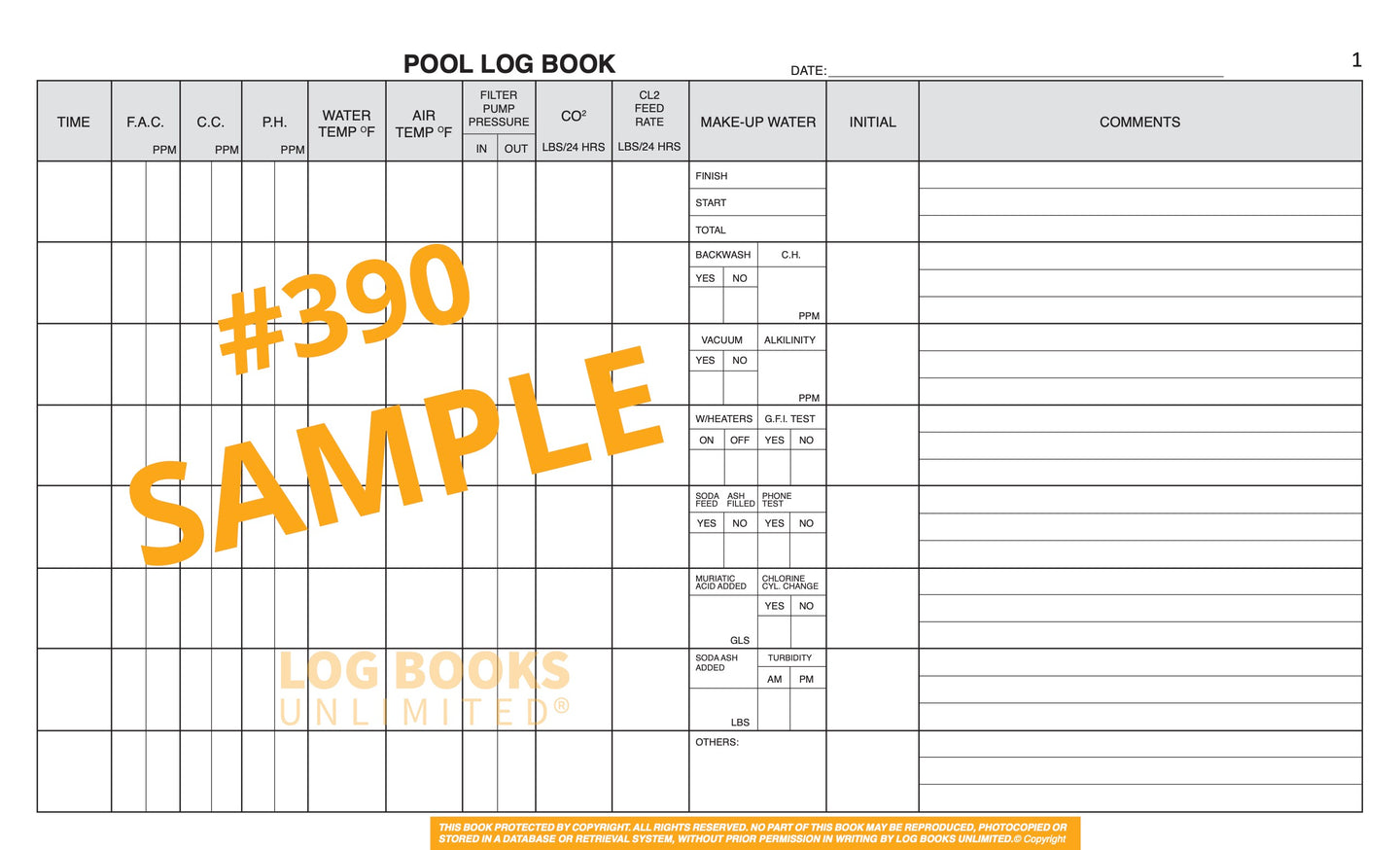 Swimming Pool Log Book #390 – Log Books Unlimited