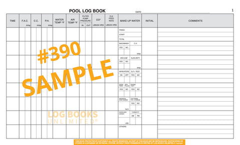 Swimming Pool Log Book #390 – Log Books Unlimited